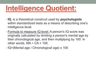 Intelligence in psychology ppt | PPTX