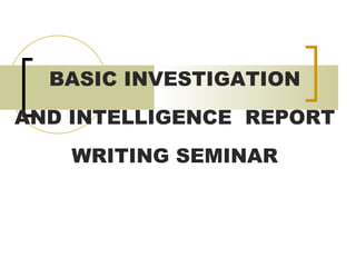 Intelligence presentation | PPT