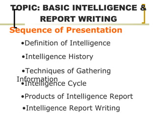 Intelligence presentation | PPT