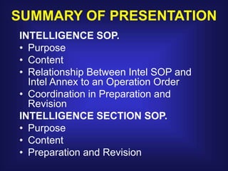 INTELLIGENCE Special operations procedures | PPT