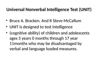 intelligence tests for psychology and allied sciences | PPTX