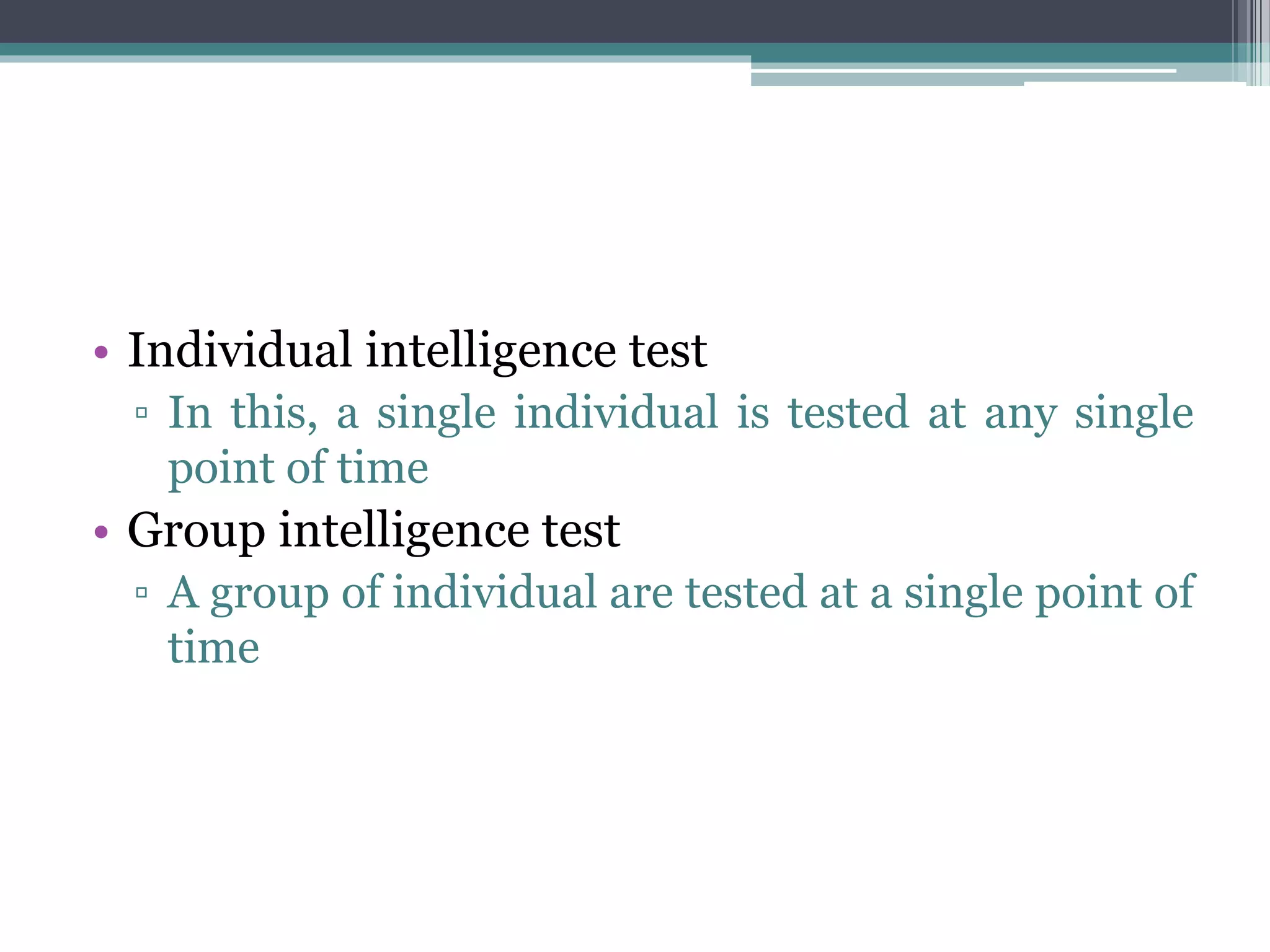 Intelligence tests | PPTX