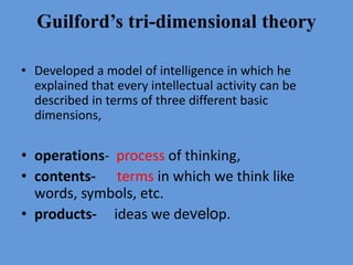 Intelligence theories part 1 ,2,3,4 | PPTX