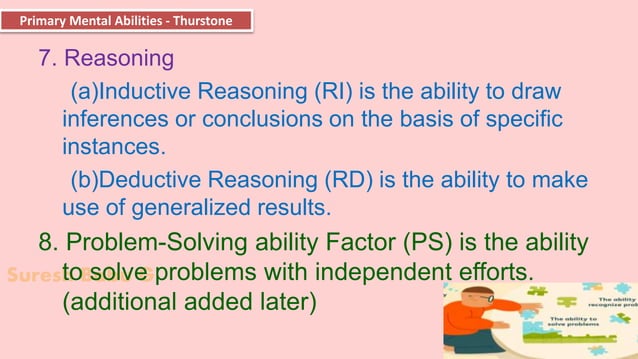 Intelligence Theories - Two factor theory (Spearman), Primary Mental ...