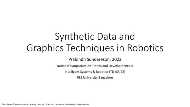 Synthetic Data and Graphics Techniques in Robotics | PPT