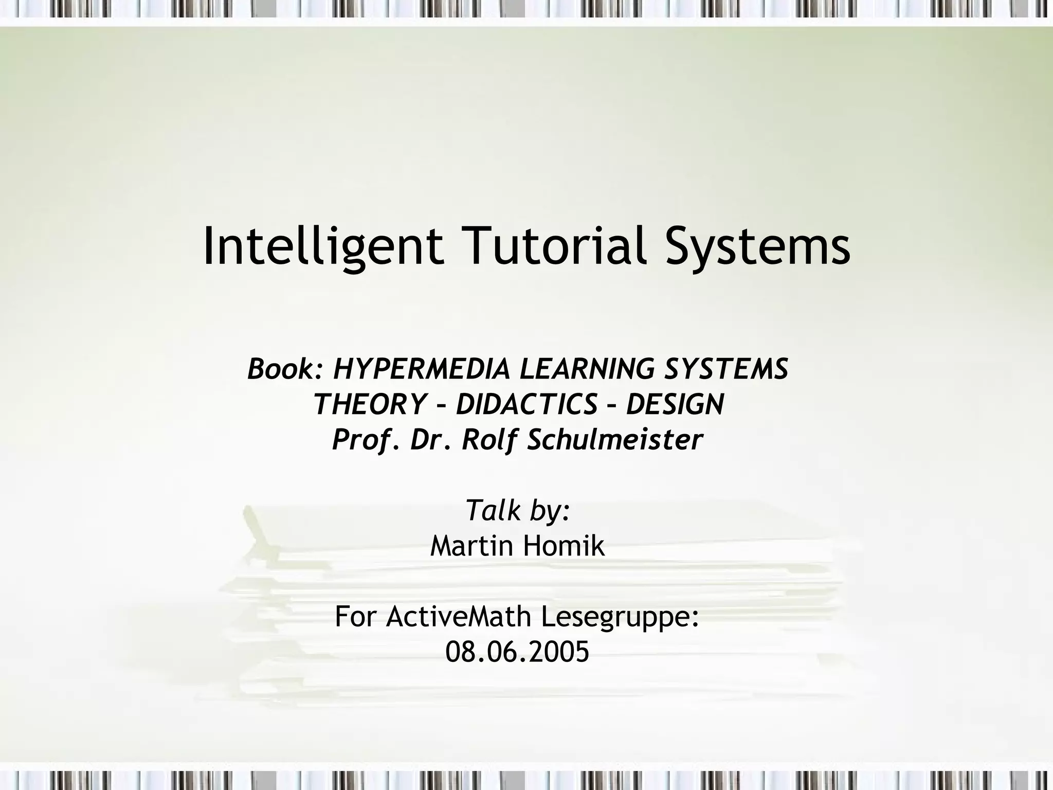 Intelligent Tutorial Systems | PPT