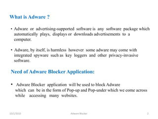 Intelligent adware blocker Presentation | PPTX