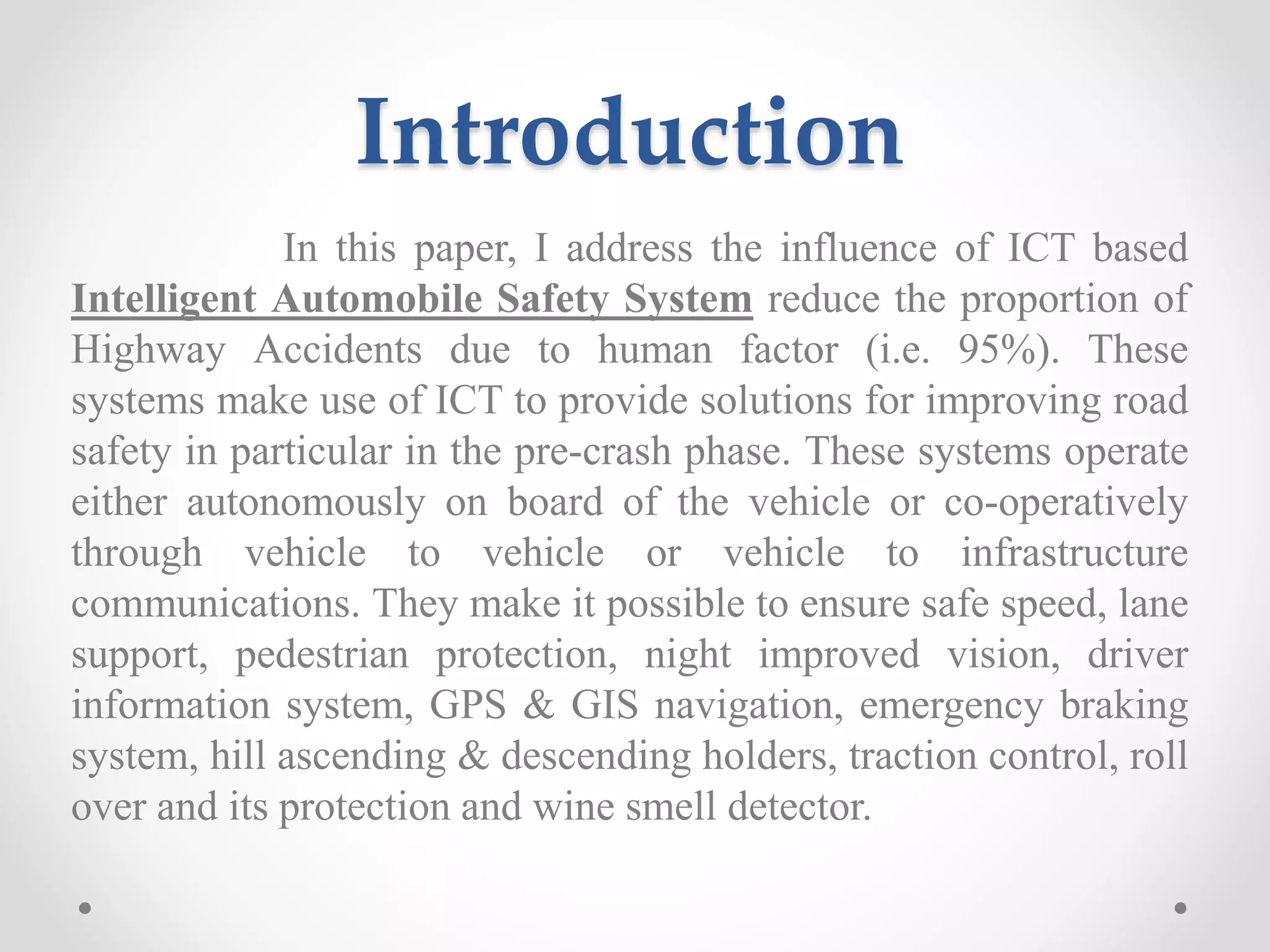 Intelligent automotive safety system | PPTX