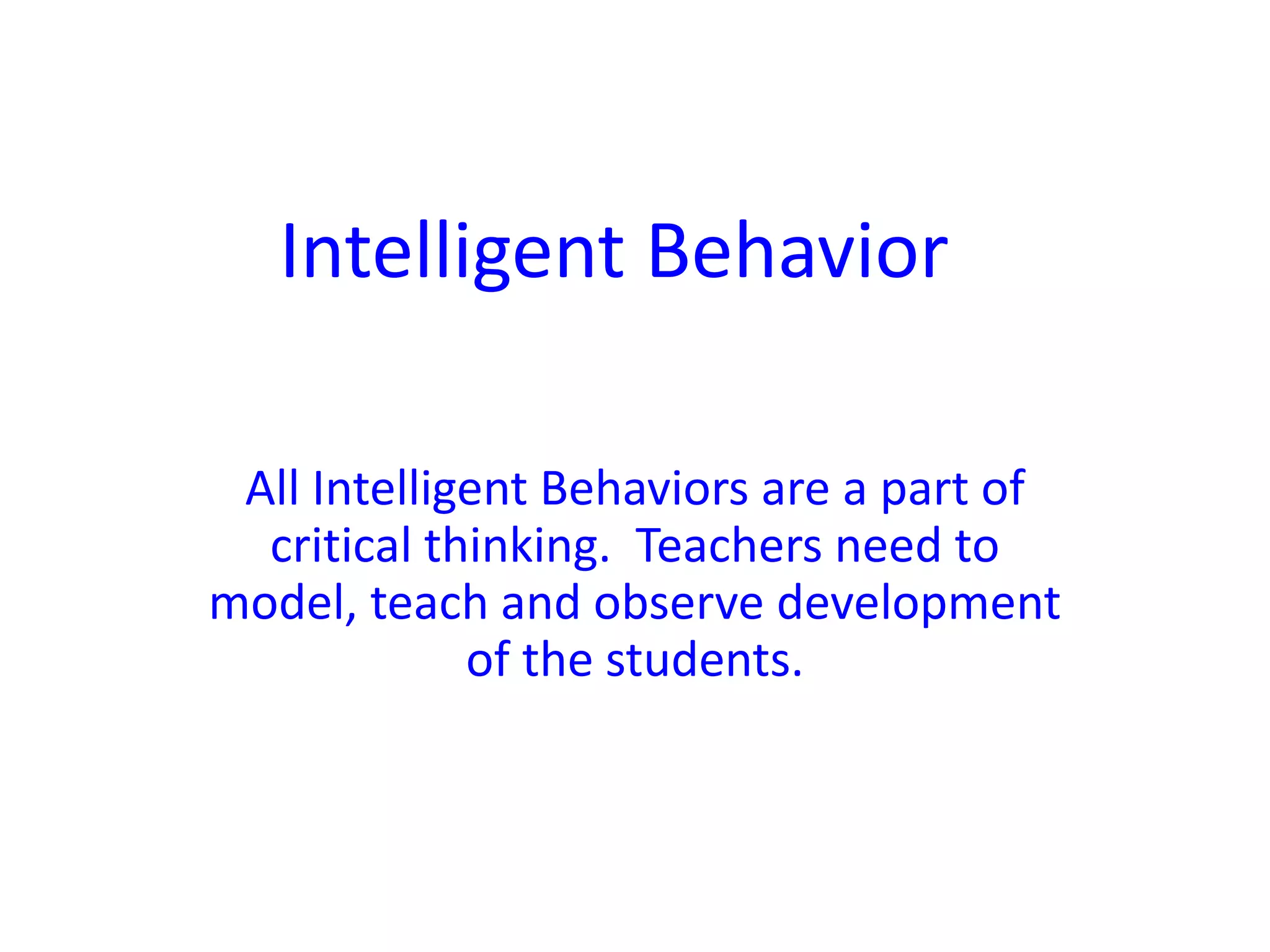 Intelligent behavior | PPTX