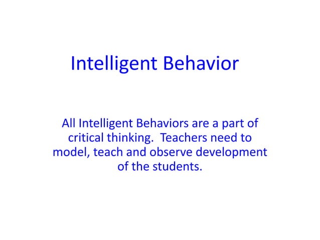 Intelligent behavior | PPT