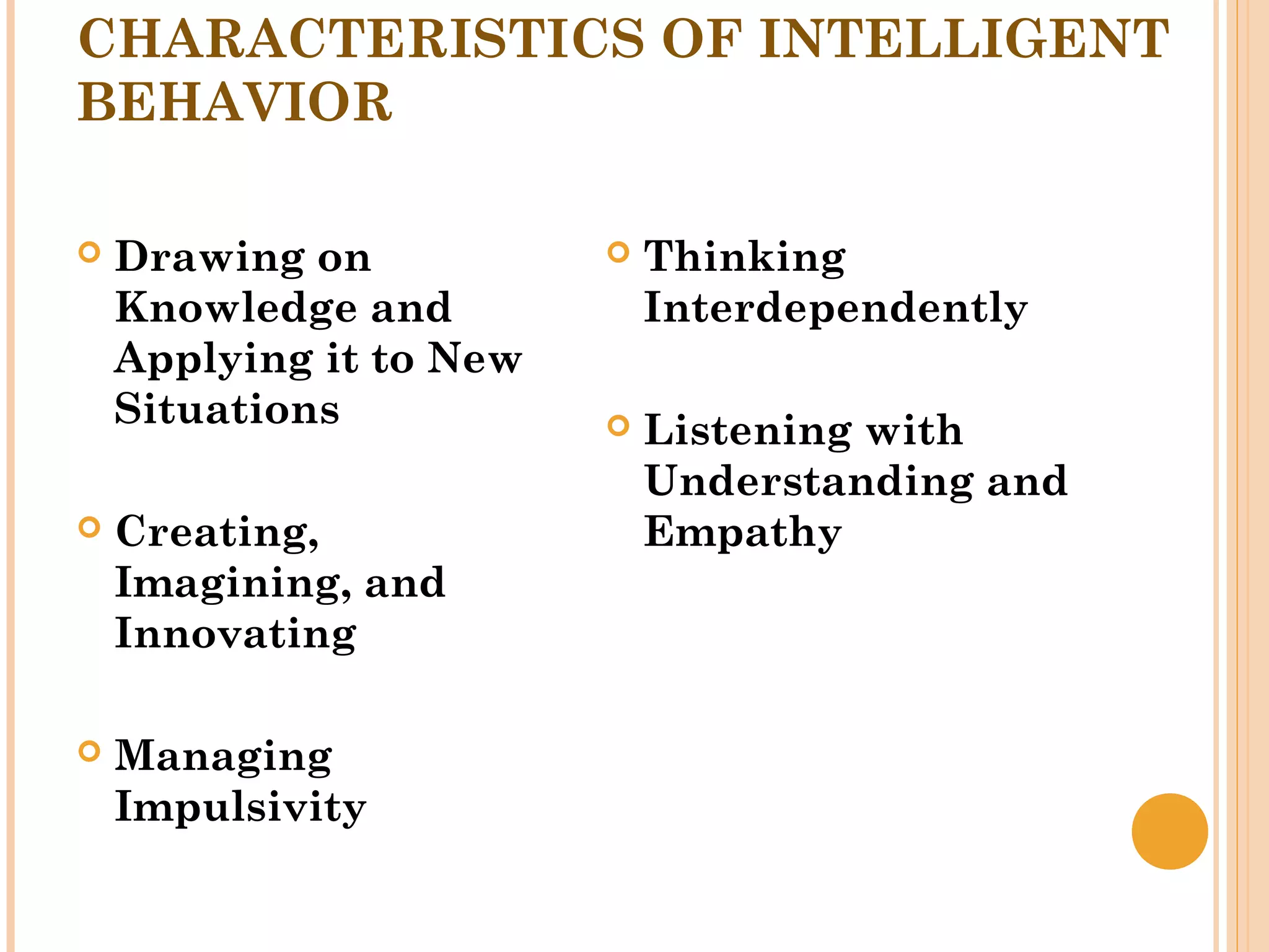 Intelligent behavior presentation | PPT