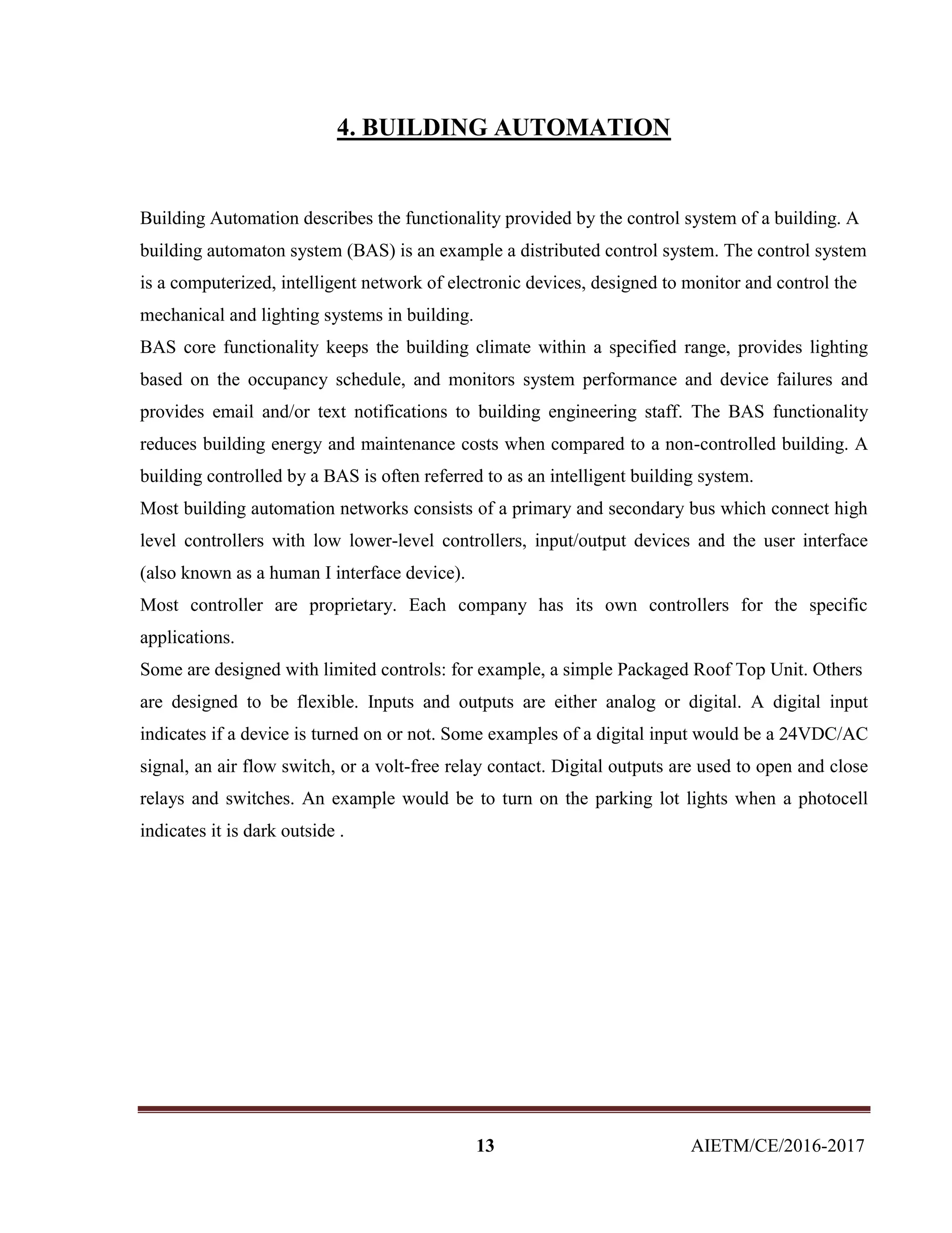 Intelligent building project report | PDF