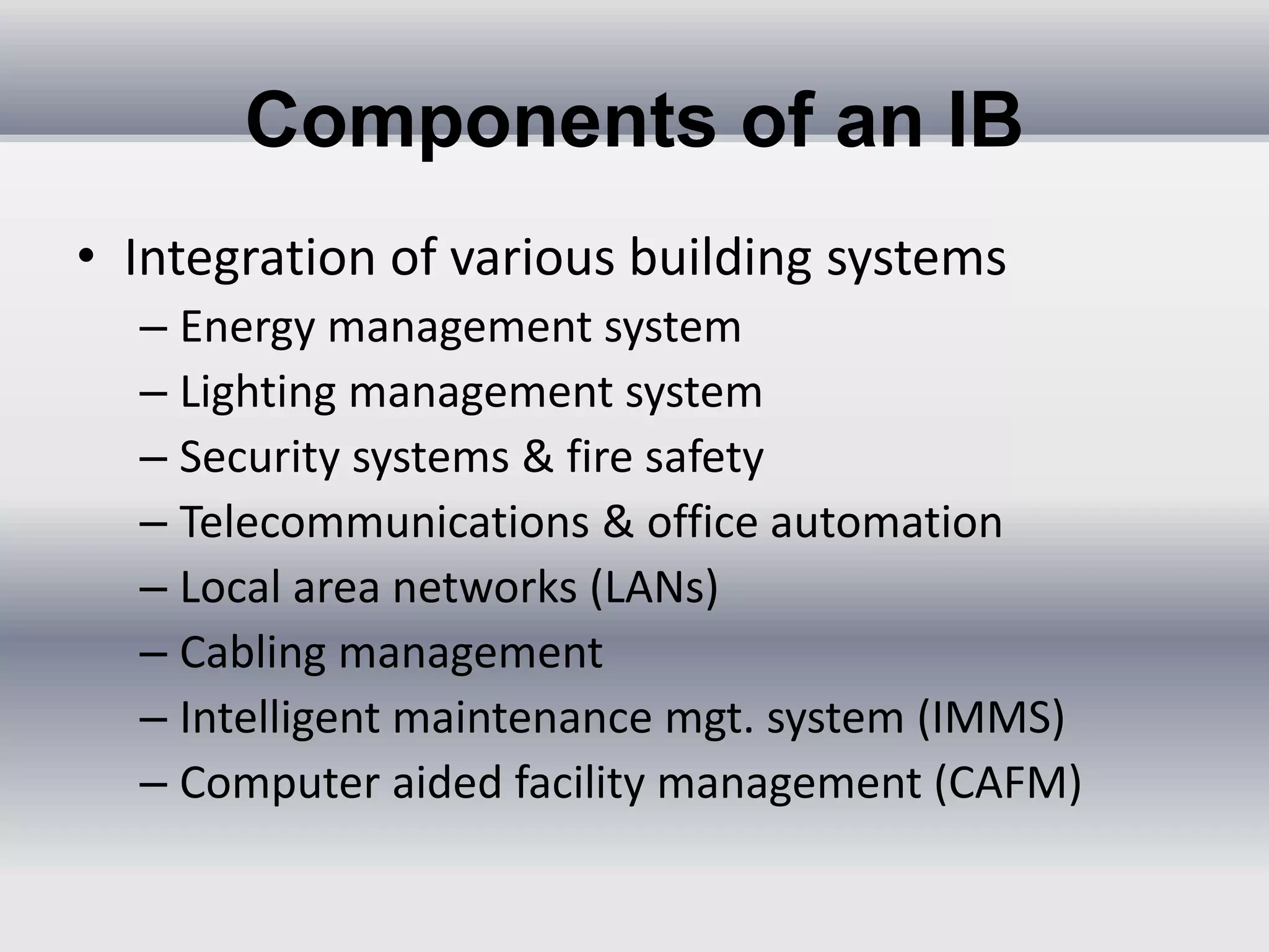 Intelligent buildings power point presentation | PPTX