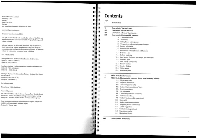 Intelligent business pre-intermediate teacher's book | PDF