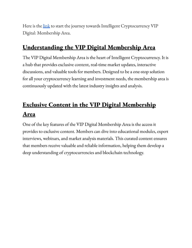 Intelligent Cryptocurrency VIP Digital - Membership Area | PDF