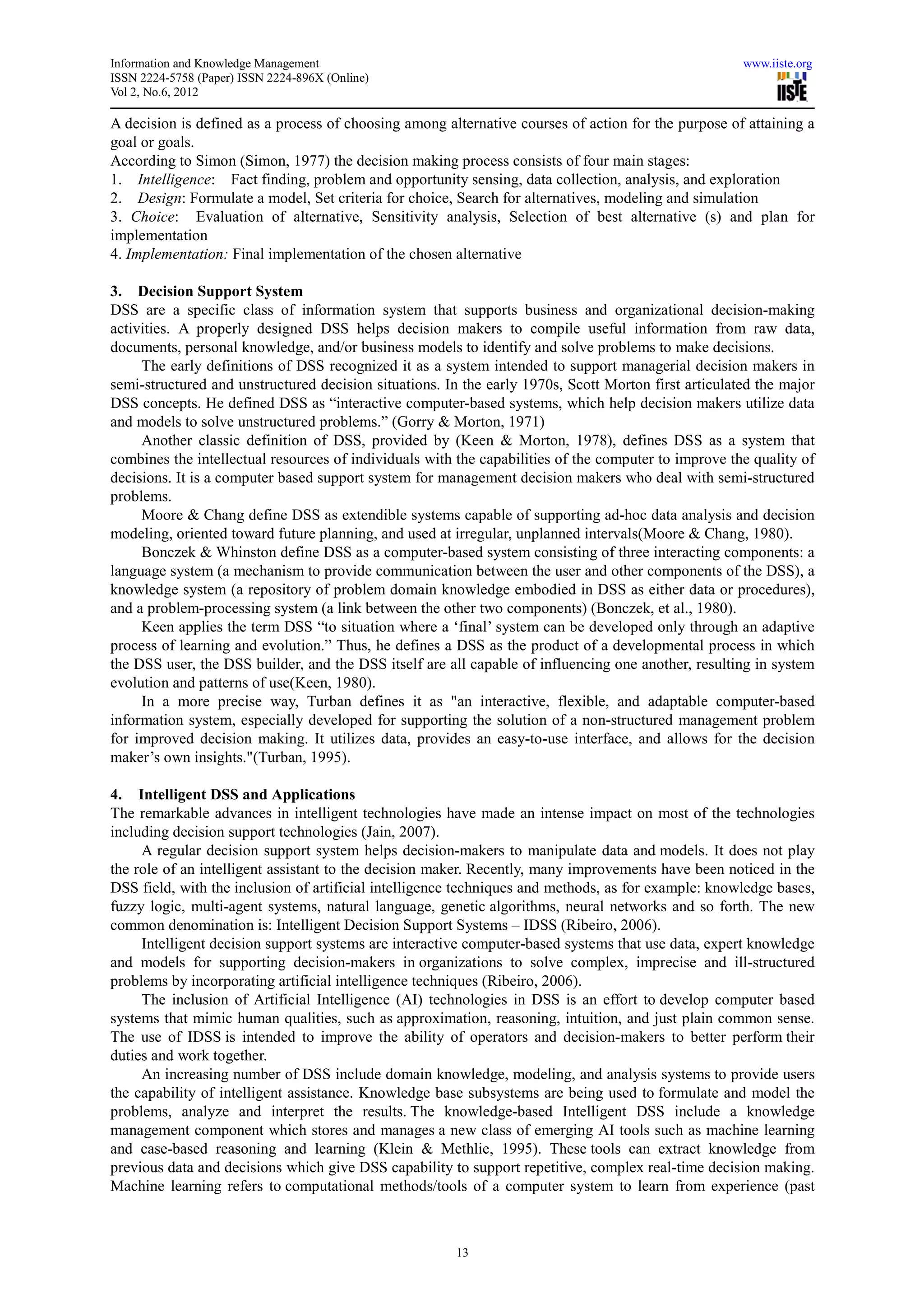 Intelligent decision support systems a framework | PDF Intelligent decision support systems a framework | PDF