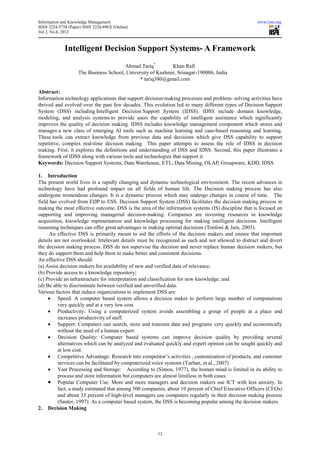 Intelligent decision support systems a framework | PDF