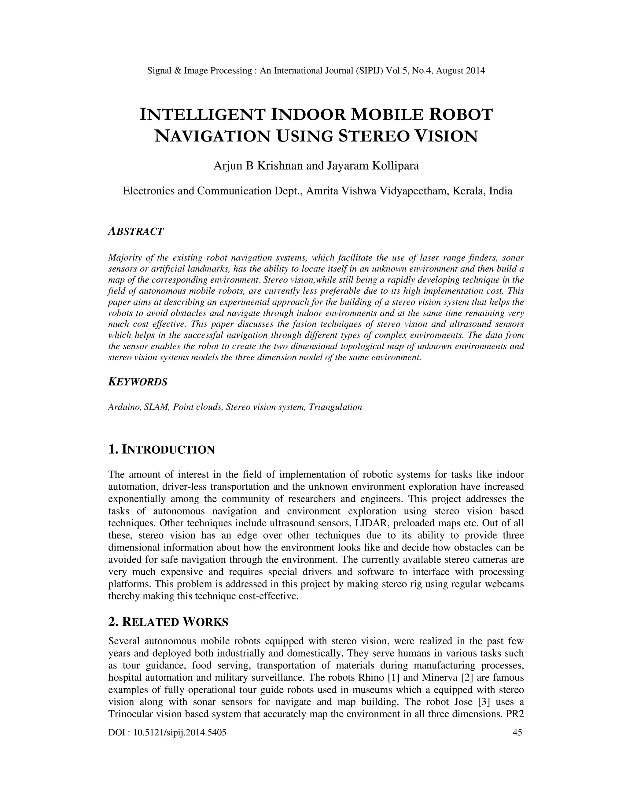 Intelligent Indoor Mobile Robot Navigation Using Stereo Vision Pdf