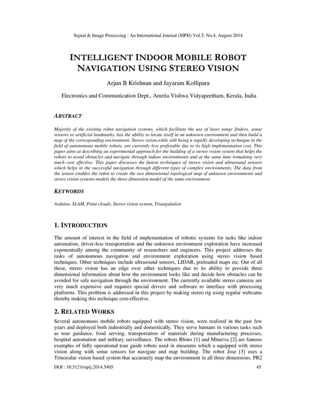 Intelligent Indoor Mobile Robot Navigation Using Stereo Vision Pdf 6442