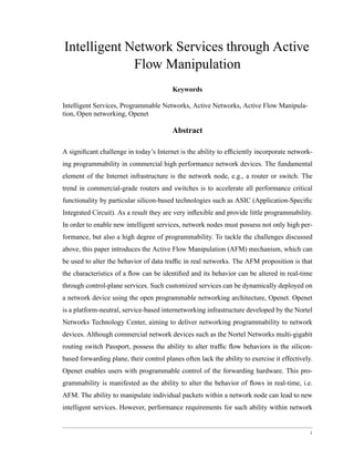 Intelligent Network Services through Active Flow Manipulation | PDF