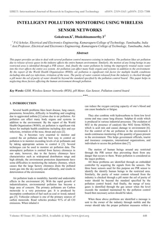 Intelligent pollution monitoring using wireless | PDF