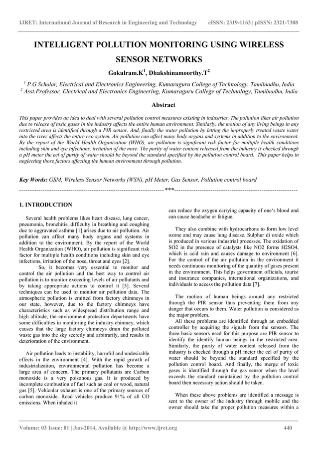 Intelligent pollution monitoring using wireless sensor networks | PDF