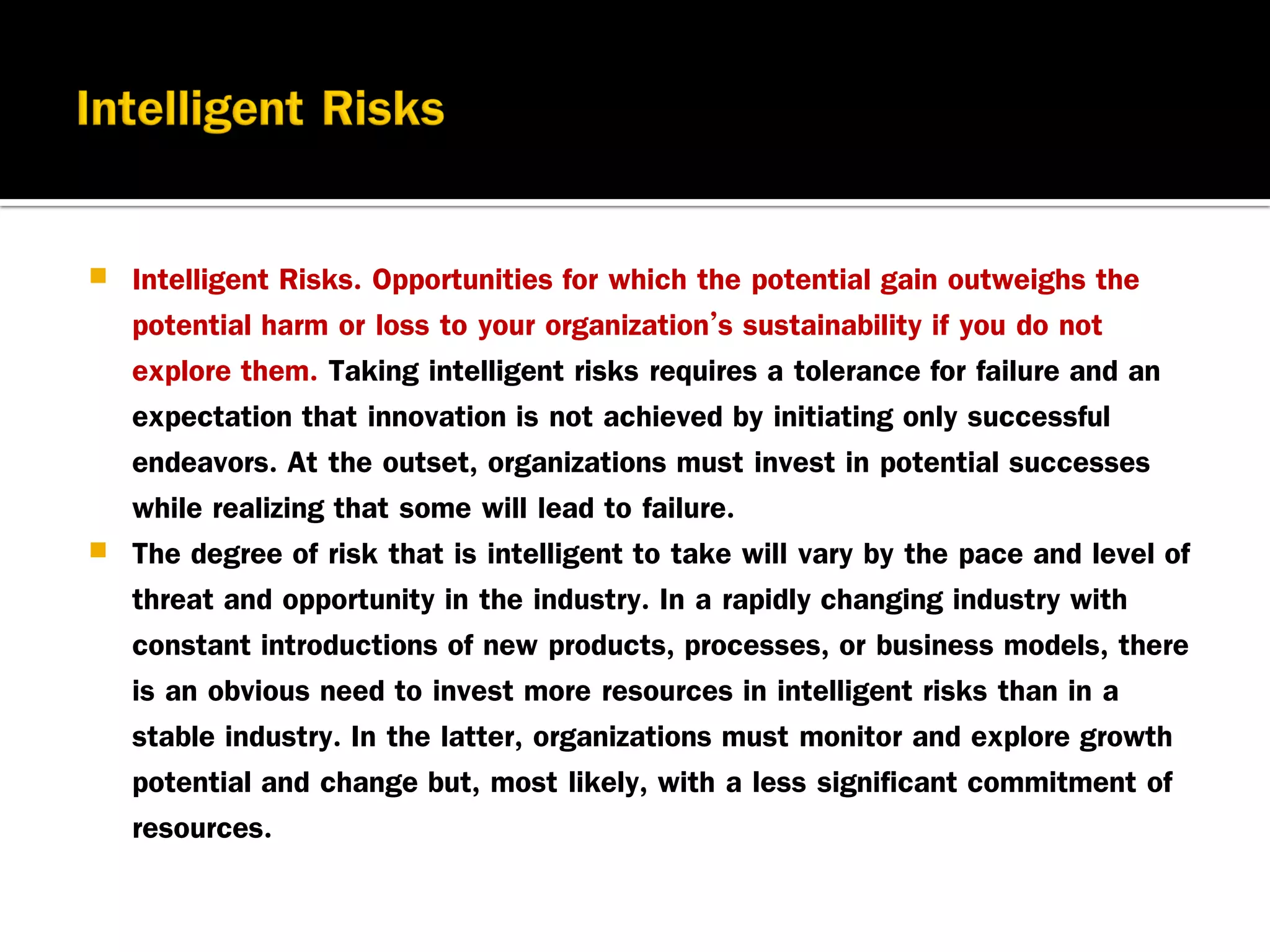 ความเสี่ยงอย่างฉลาด Intelligent risks | PDF