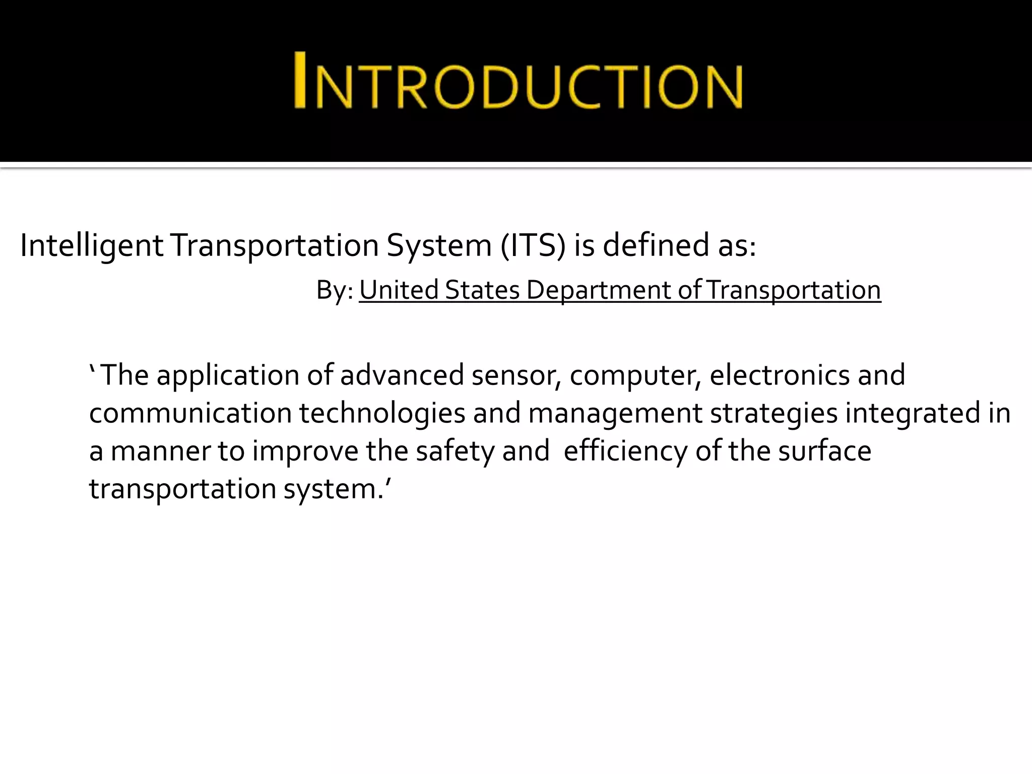Intelligent transportation system (its) | PPT | Free Download