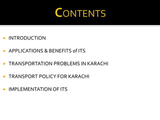 Intelligent transportation system (its) | PPT | Free Download