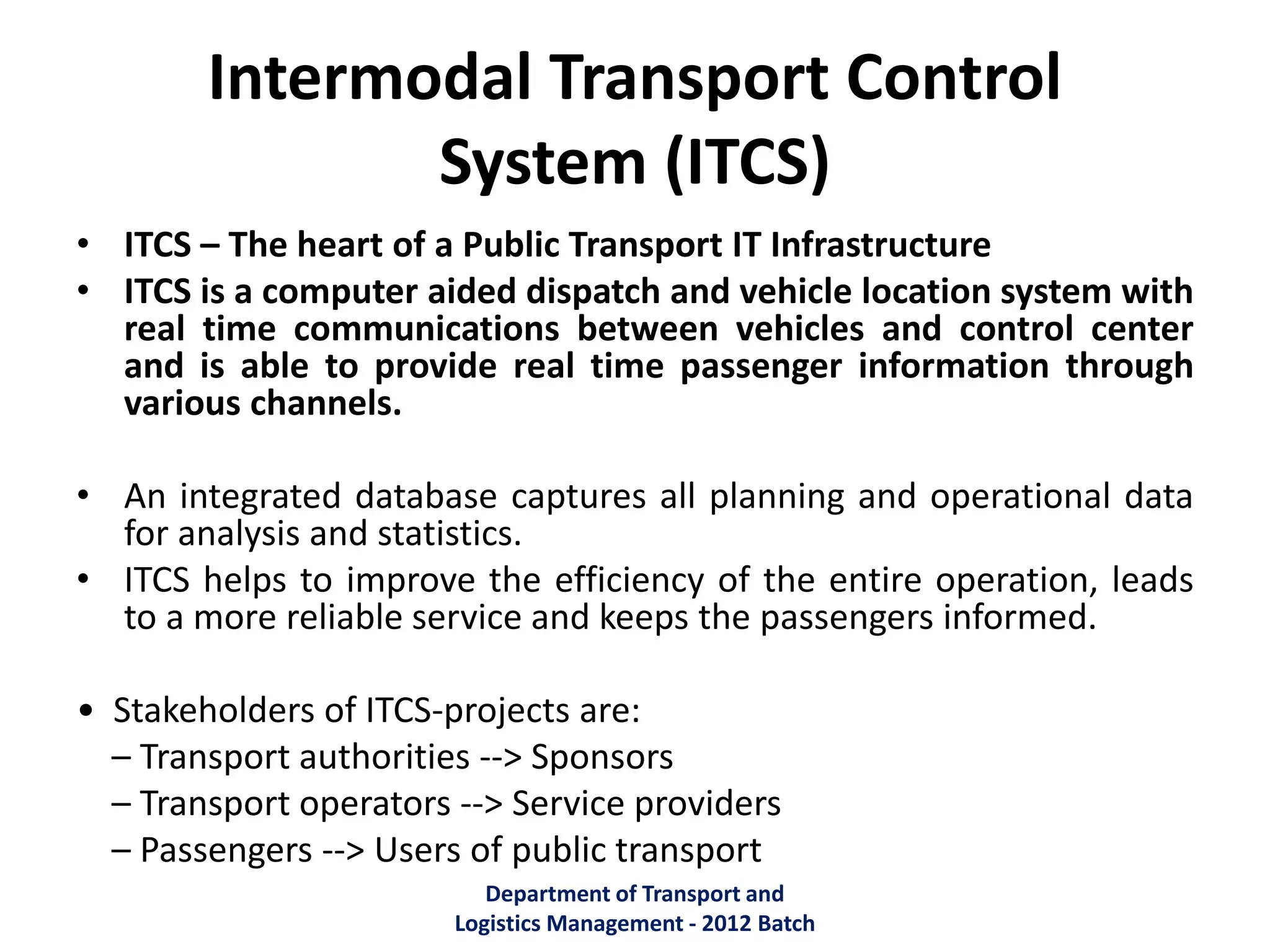 Intelligent transportation system (its) used in the public transport sector south africa | PDF