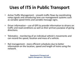 Intelligent transportation system (its) used in the public transport ...