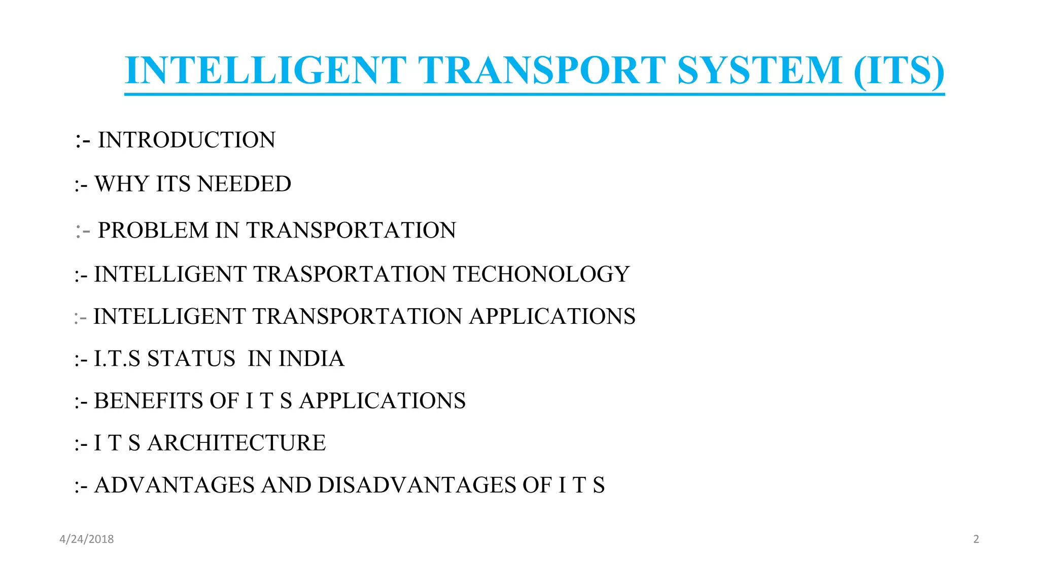 Intelligent transport system (its) [autosaved] | PPT