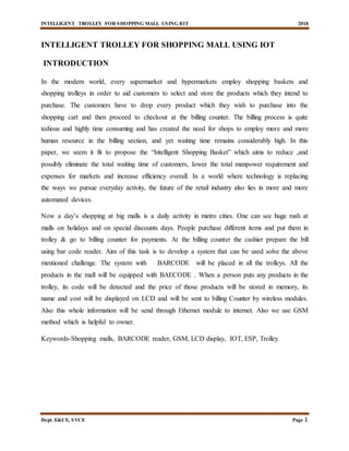 Intelligent trolley for shopping mall using io t | DOCX