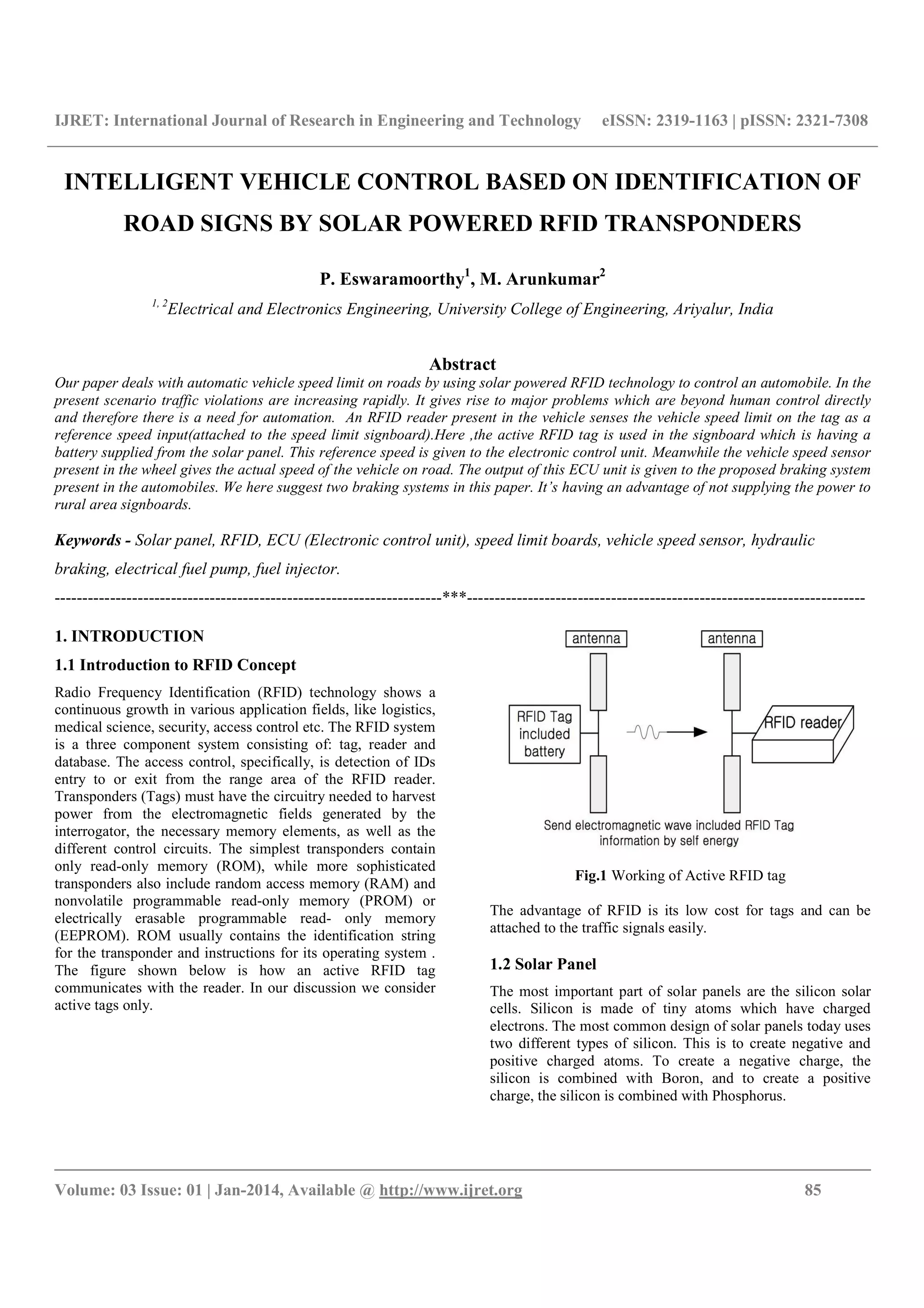 Intelligent vehicle control based on identification of | PDF