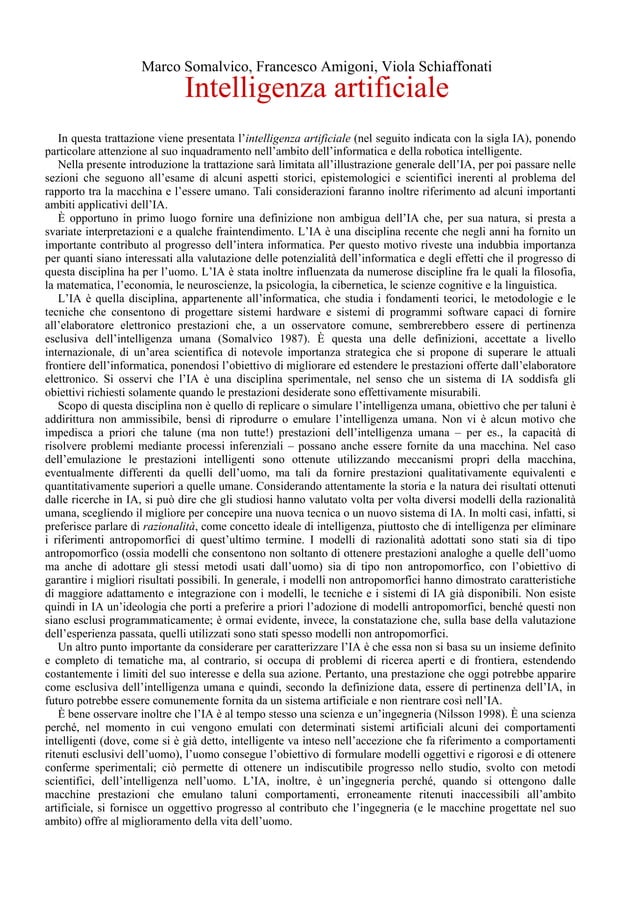 Intelligenza Artificiale (Marco Somalvico, Francesco Amigoni, Viola Schiaffonati) | PDF ...