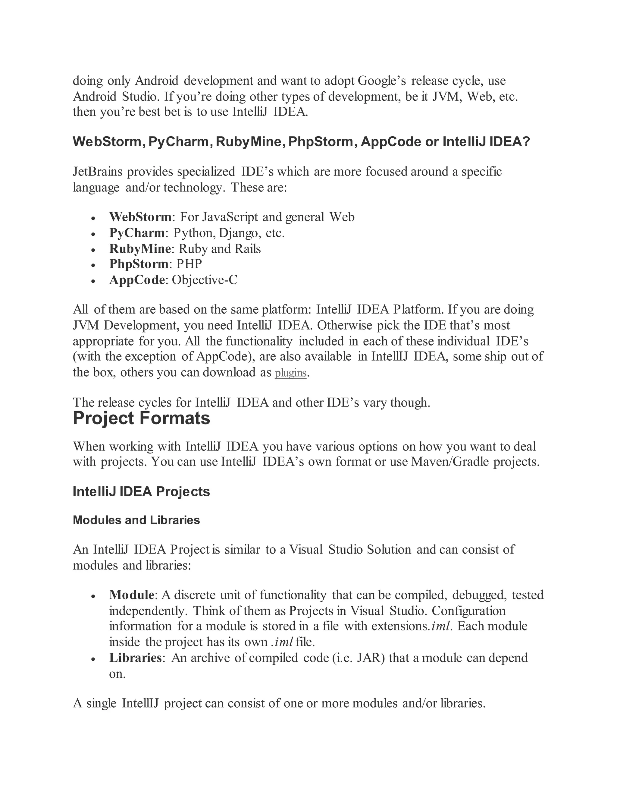 Intellij idea features | DOCX | Web Development | Internet