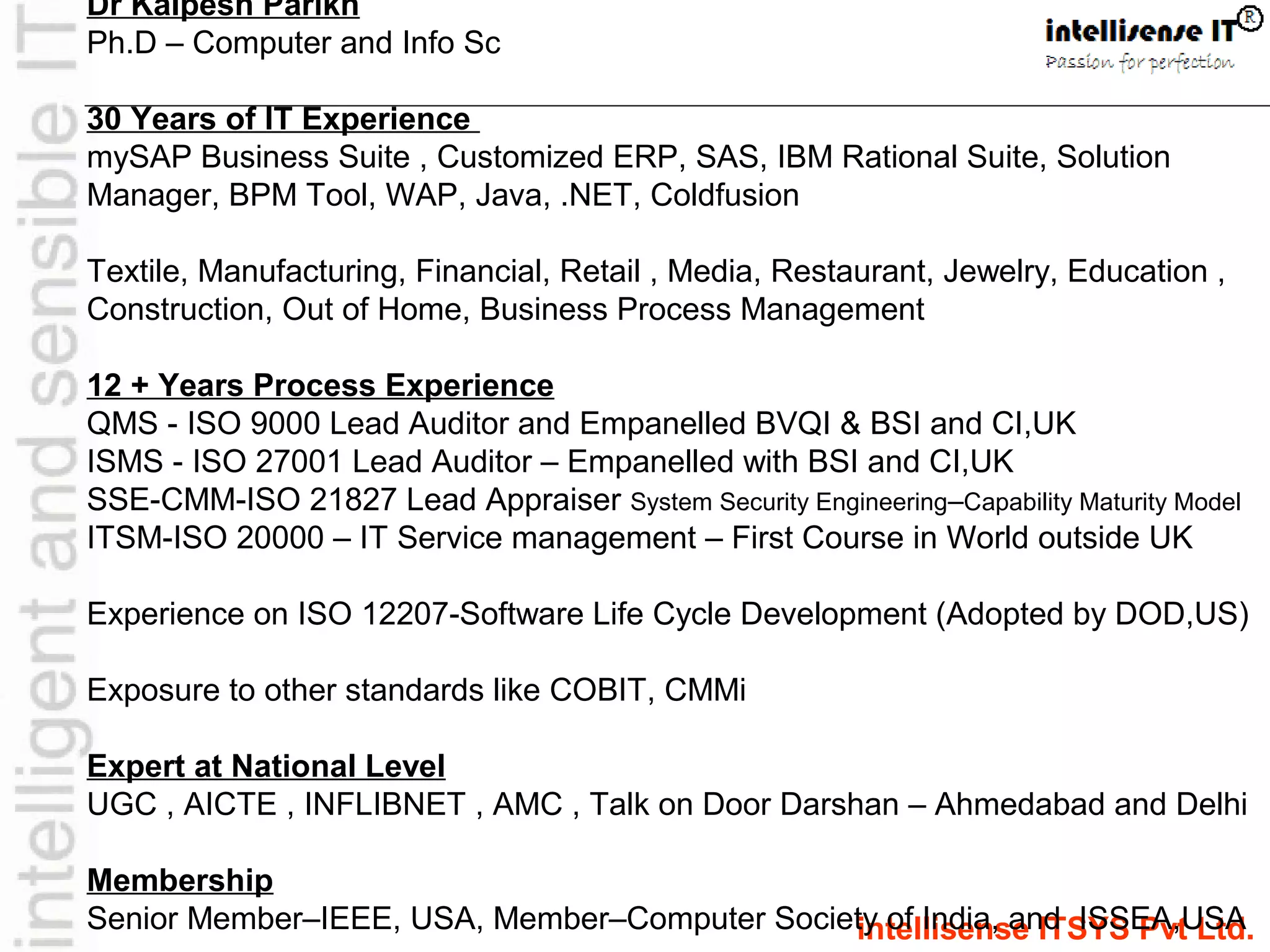 Intellisense it profile | PPT