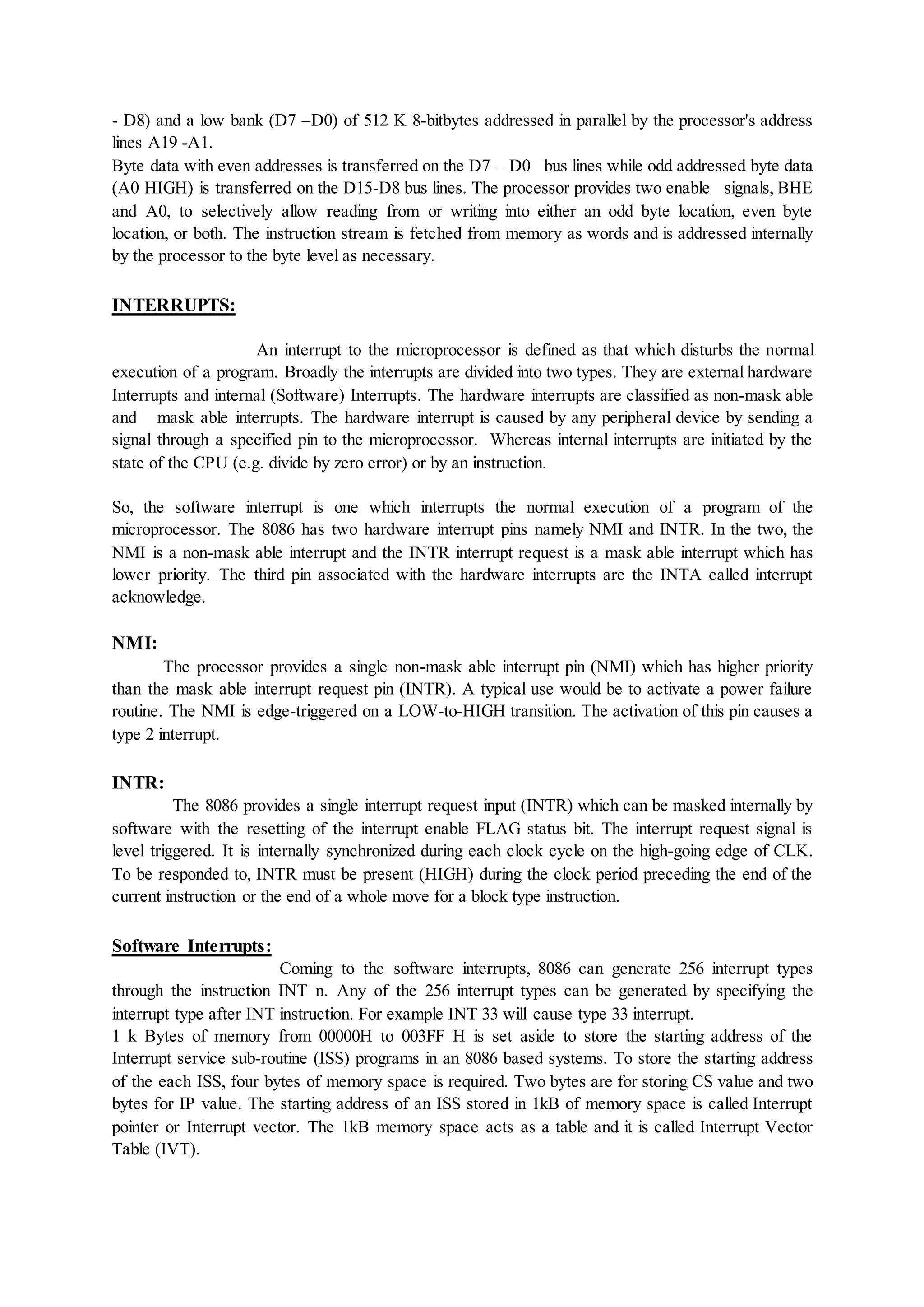 Intel Microprocessors 8086 Documentation | DOCX