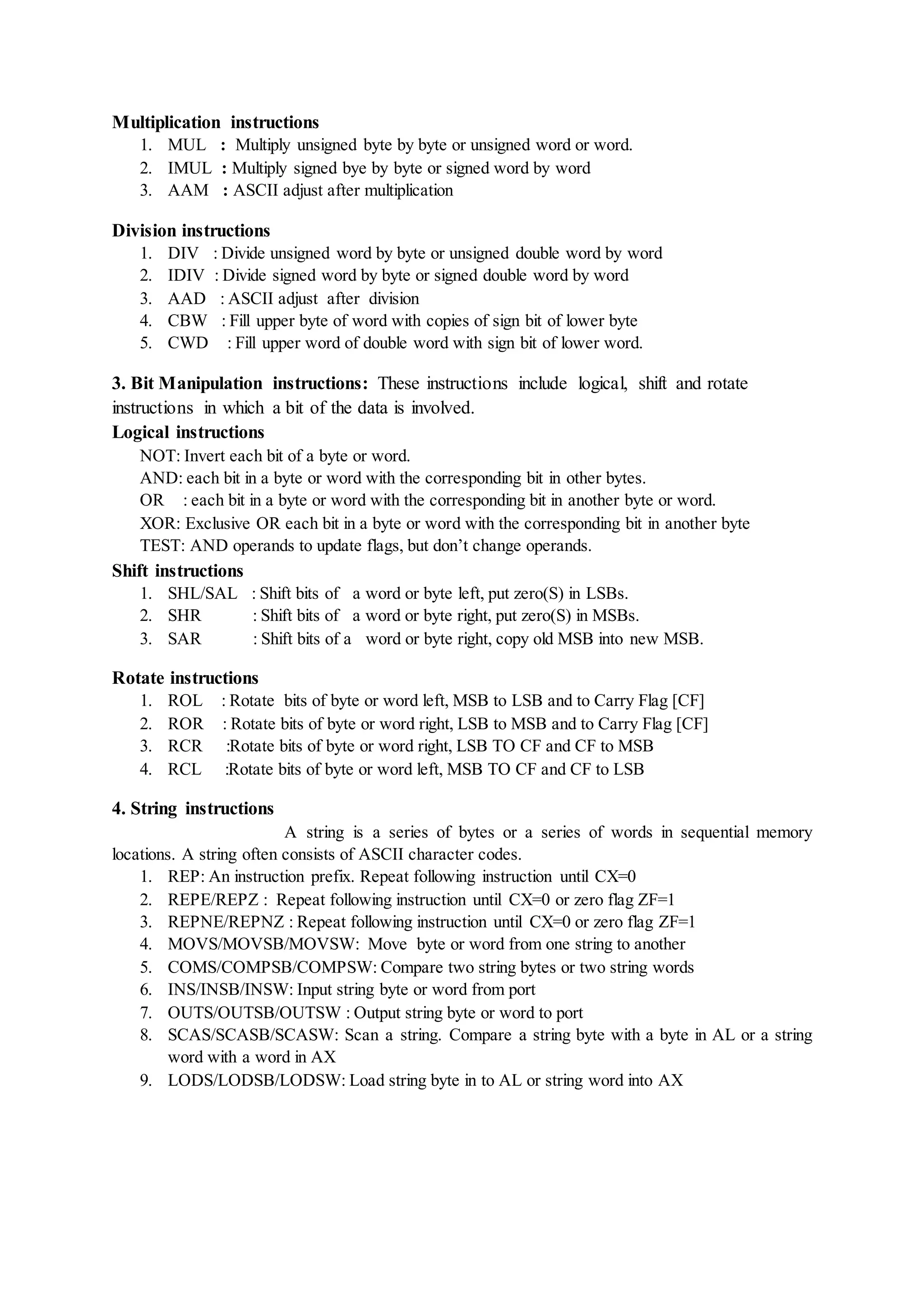 Intel Microprocessors 8086 Documentation | DOCX