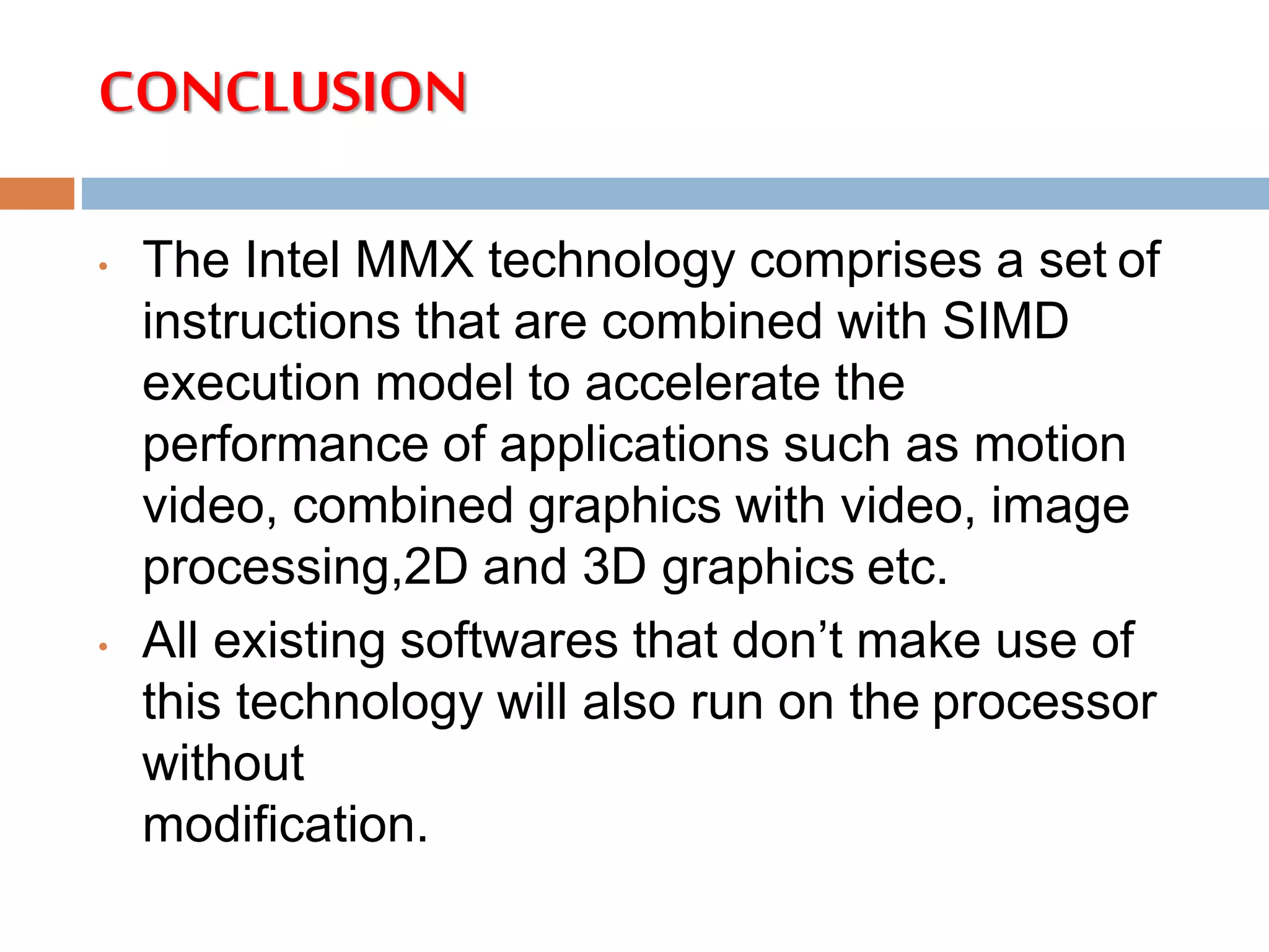 Intel mmx technology ppt by vaishnavi khandelwal | PPTX