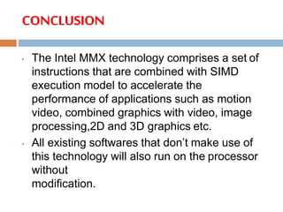 Intel mmx technology ppt by vaishnavi khandelwal | PPTX