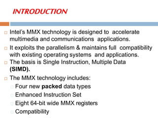 Intel mmx technology ppt by vaishnavi khandelwal | PPTX