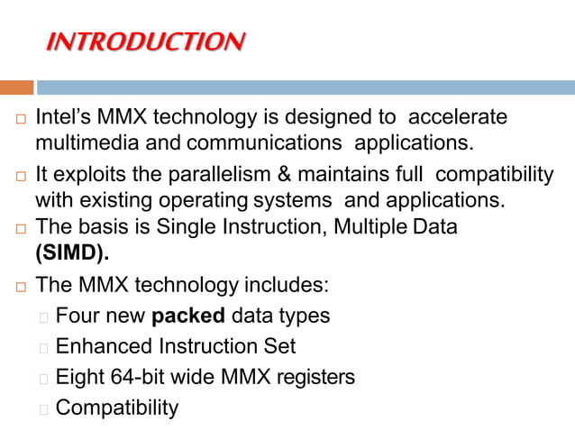 Intel mmx technology ppt by vaishnavi khandelwal | PPTX | Computing ...