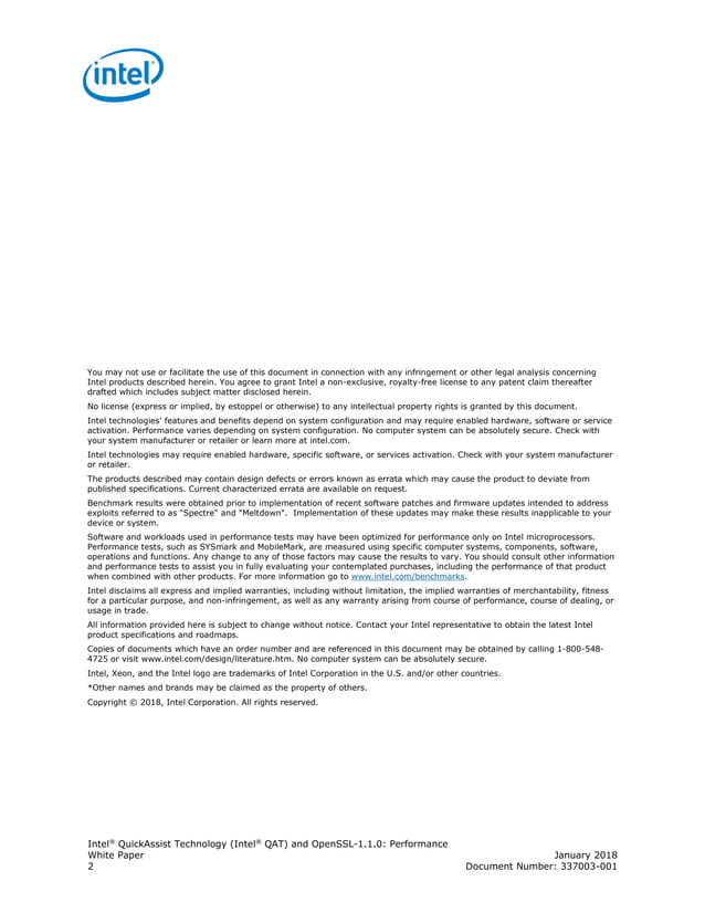 Intel® QuickAssist Technology (Intel® QAT) and OpenSSL-1.1.0: Performance | PDF | Computer ...