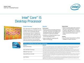 Intel(R)Core(Tm)I5 Desktop Processor Product Brief | PPT