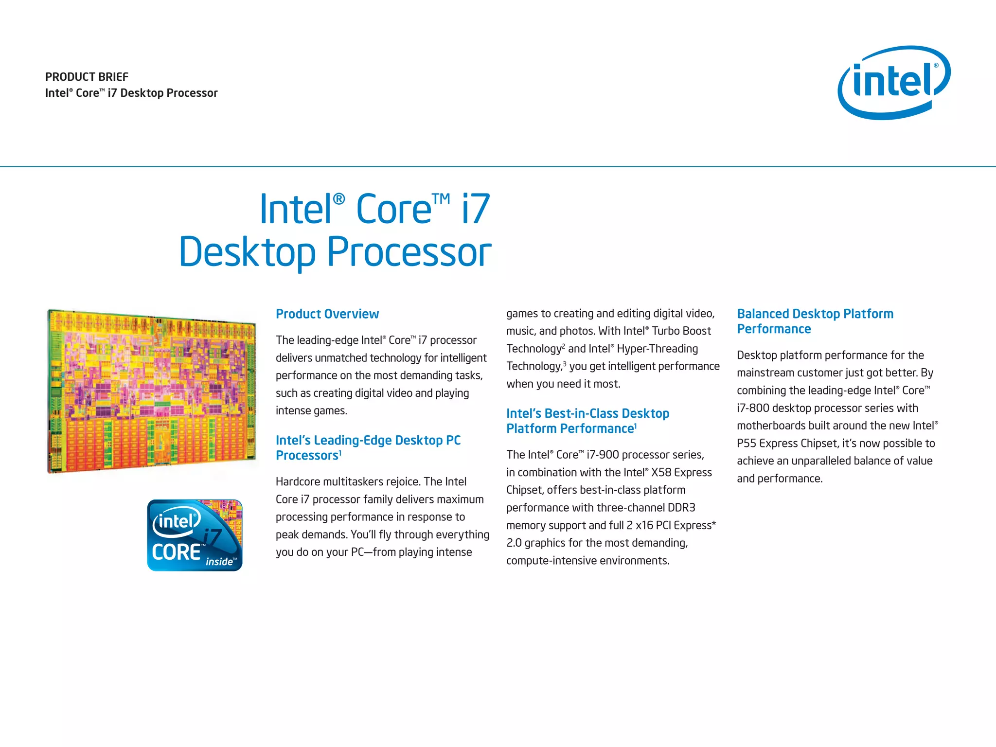 Intel(R)Core(Tm)I7 Desktop Processor Product Brief | PDF