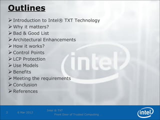Intel Trusted eXecution Technology | PPT | Operating Systems | Computer ...