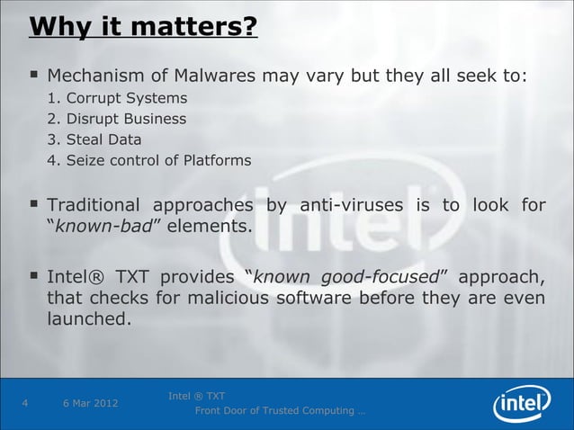 Intel Trusted eXecution Technology | PPT | Operating Systems | Computer Software and Applications