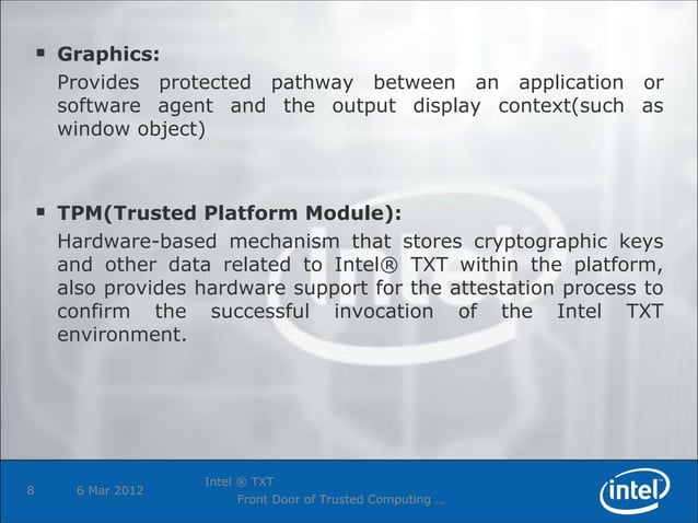 Intel Trusted eXecution Technology | PPT | Operating Systems | Computer Software and Applications