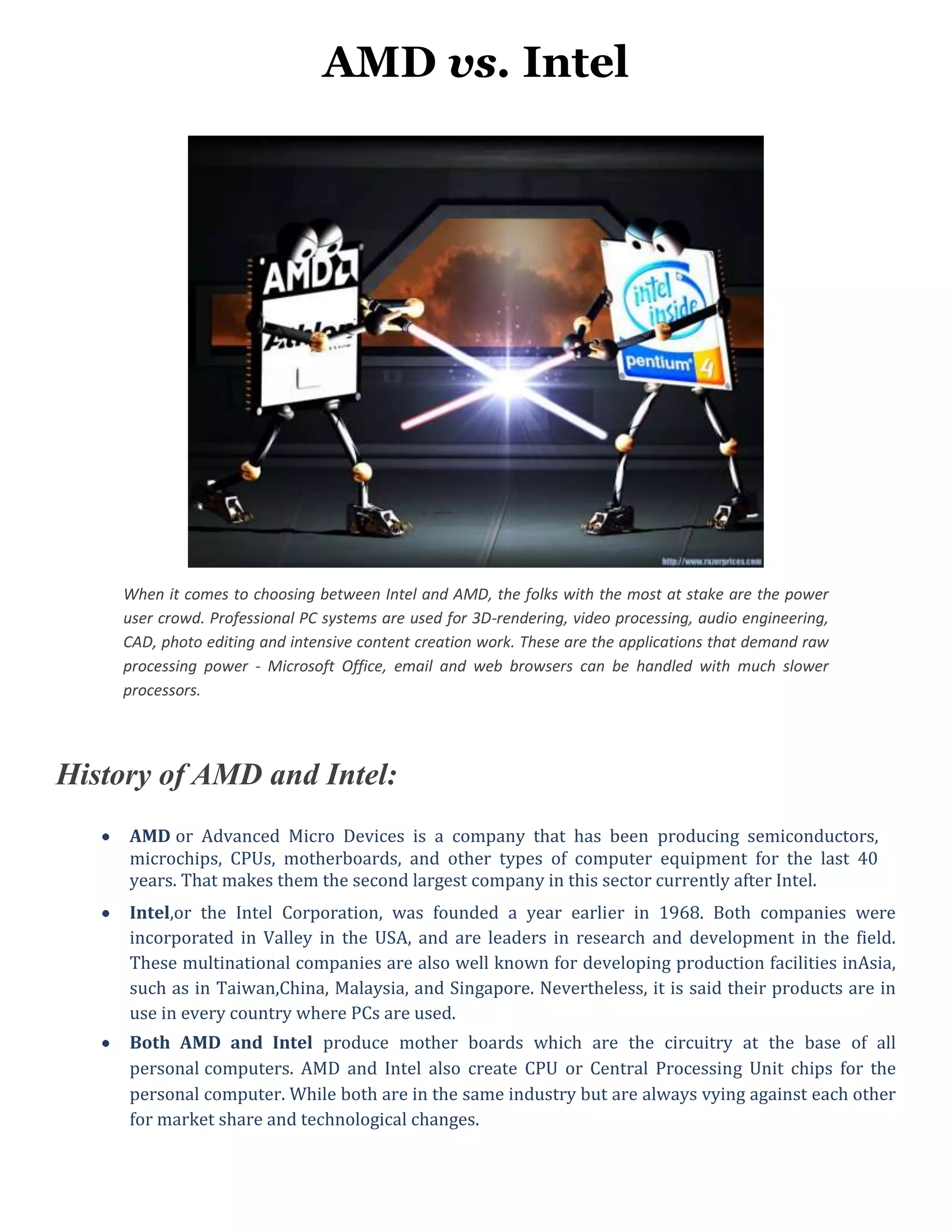 Intel vs amd | DOCX